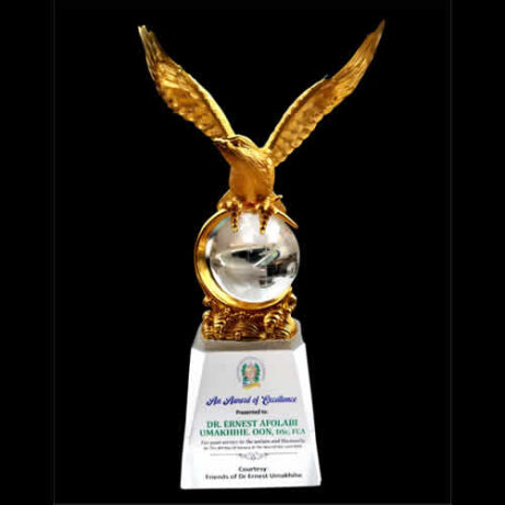 Soaring Eagle Sculpture Trophy with Crystal World Globe - Eloquent Gift