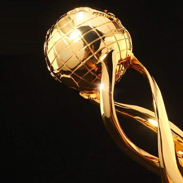 Spiral Globe Golden Performance Trophy - Eloquent Gift