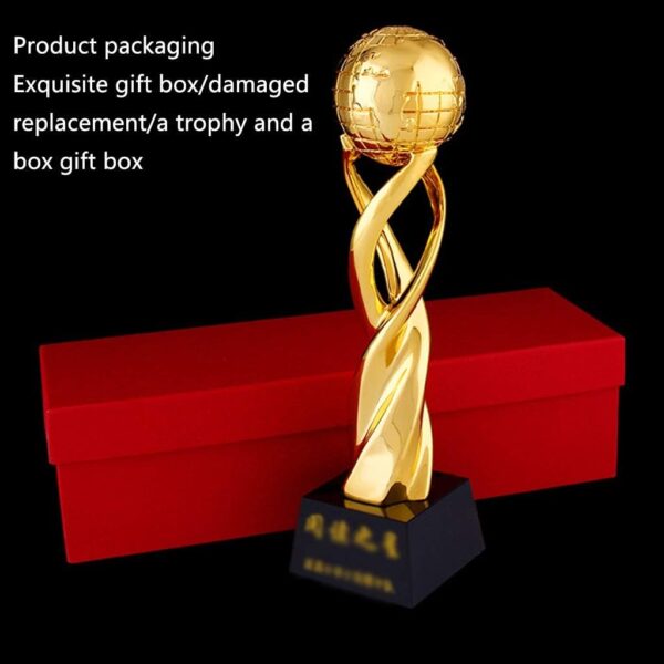 Spiral Globe Golden Performance Trophy - Eloquent Gift