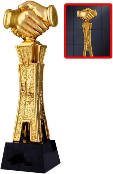 Golden Collaboration Handshake Trophy - Eloquent Gift