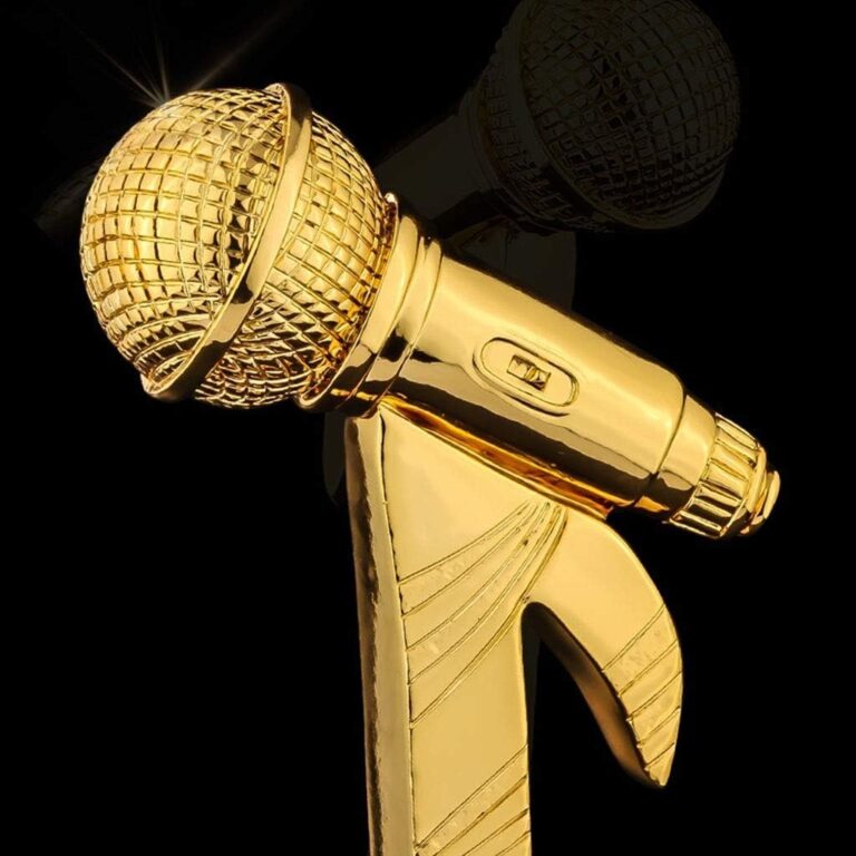 Golden Microphone Trophy for Singing Competition Champion - Eloquent Gift